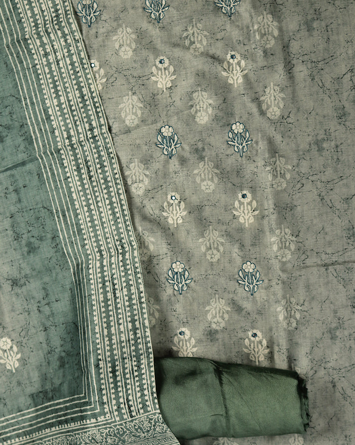 Chanderi Hand Embroidered Suit with Chanderi Printed Dupatta – Lavanya ...